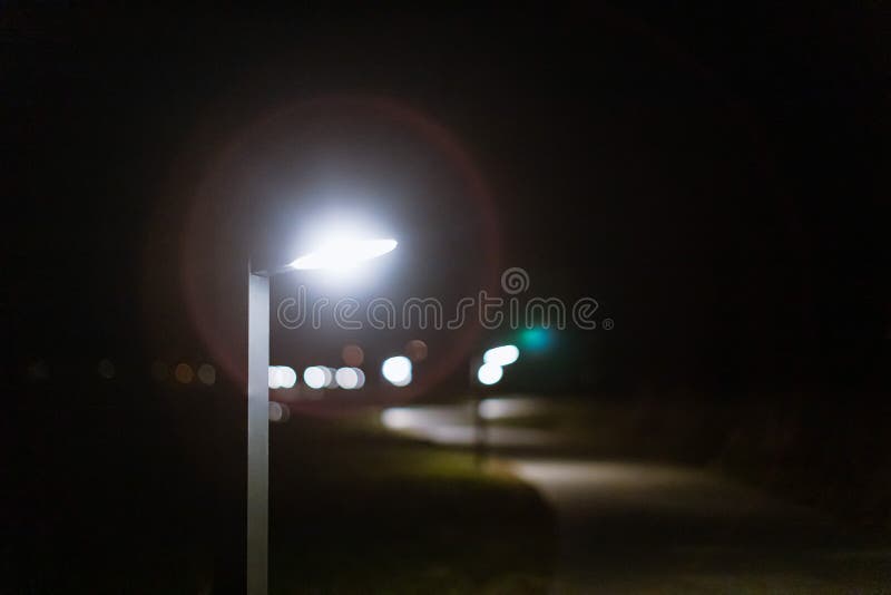 Curvy Walk Path at Night Illuminated with a Lights in Denmark Europe ...