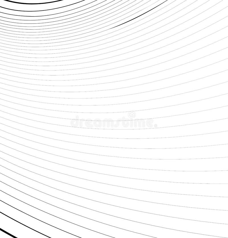 Curvy, Waving Lines Abstract Geometry Element. Monochrome Distorted ...