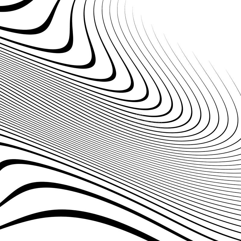 Curvy Waving Lines Abstract Geometry Element Monochrome Distorted