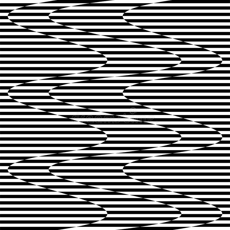 Curvy, Waving Lines Abstract Geometry Element. Monochrome Distorted ...