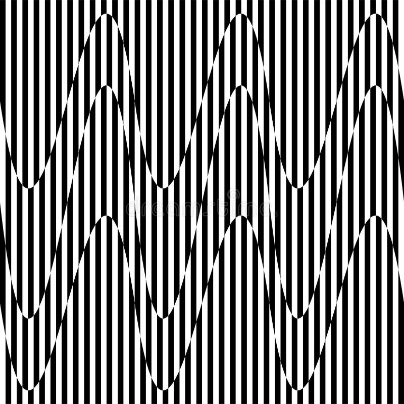 Curvy, Waving Lines Abstract Geometry Element. Monochrome Distorted ...