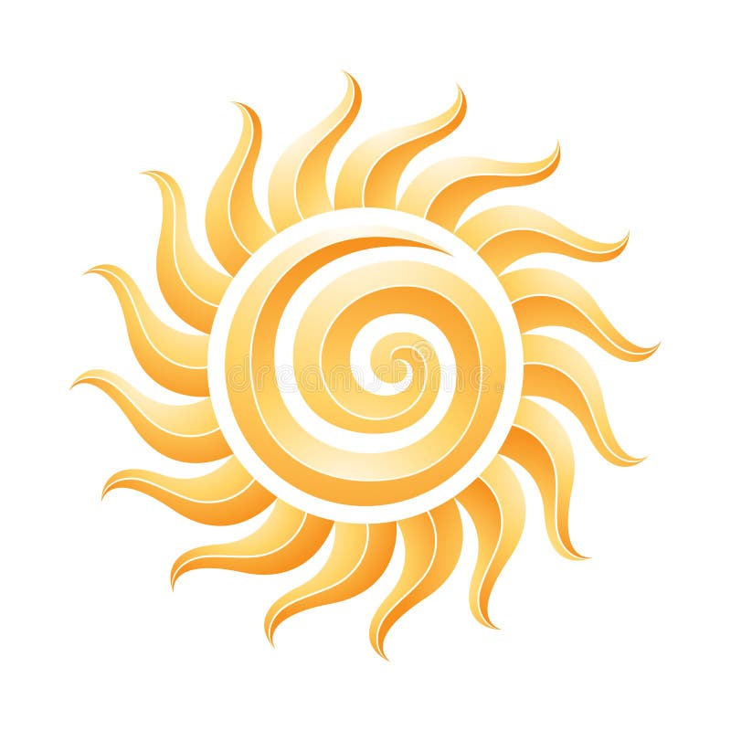 Curvy Yellow Embossed Spiral Sun Icon Stock Vector - Illustration of ...