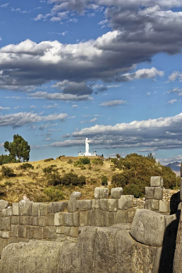 Cusco From The Statue Of White Jesus Christ Cristo Blanco, Peru Stock ...