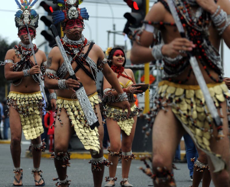 CUSCO PERU-carnival Dancer, Dance of Indigenous People of the Amazon in the Streets of Iquitos ...