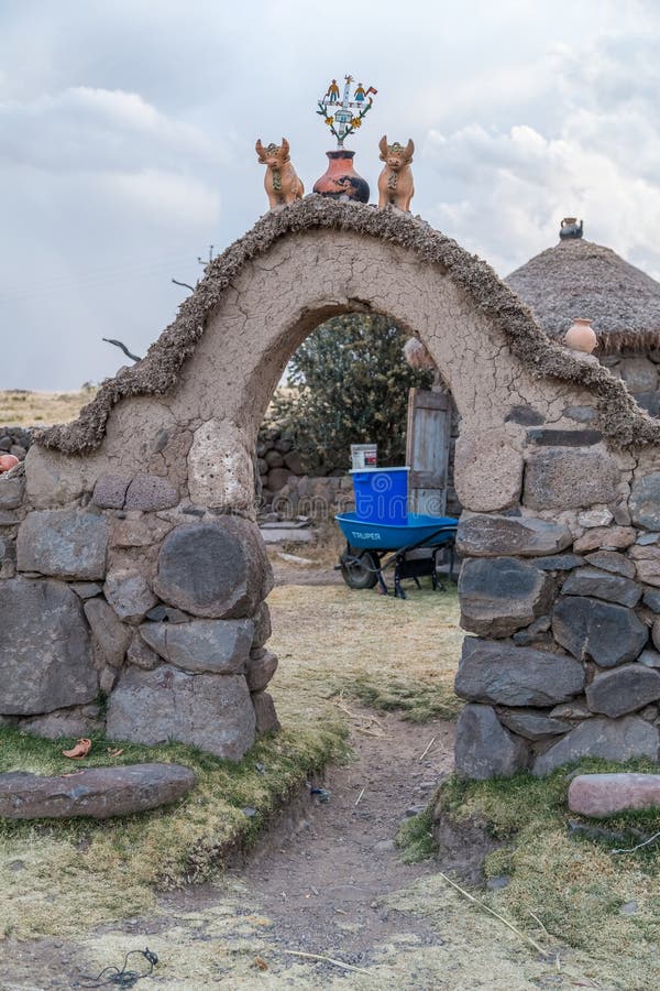 Cusco, Peru - Circa June 2015: Stone Gate at the Peruvian Village in ...