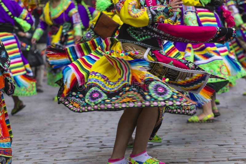 CUSCO - PERU - JUNE 06, 2016 : Peruvian Dancers at the Parade in Stock ...