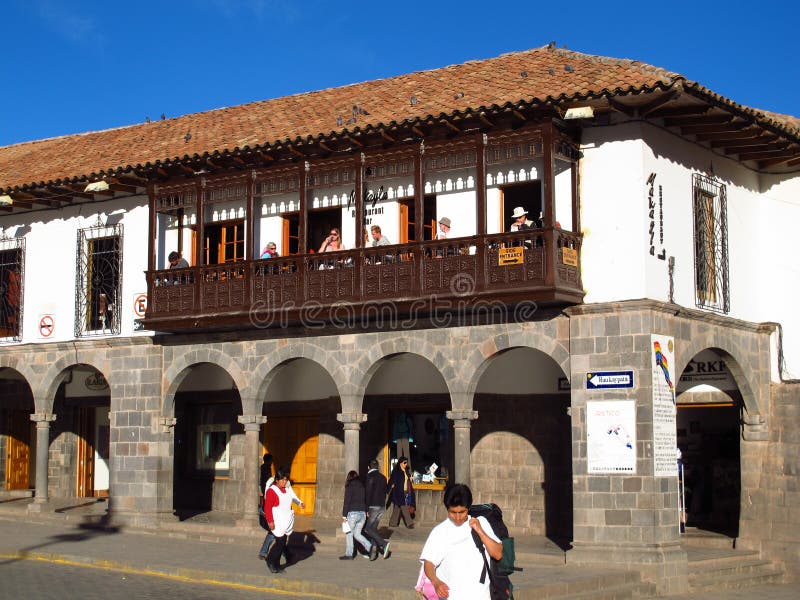 Cusco, Peru - 06 May 2011: the Vintage Building on Plaza De Armas ...