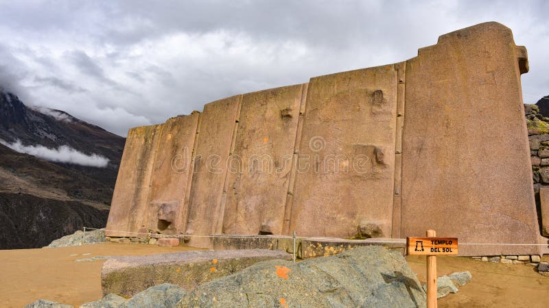 Wall of the Six Monoliths at the Ollantaytambo Archaeological Site in ...