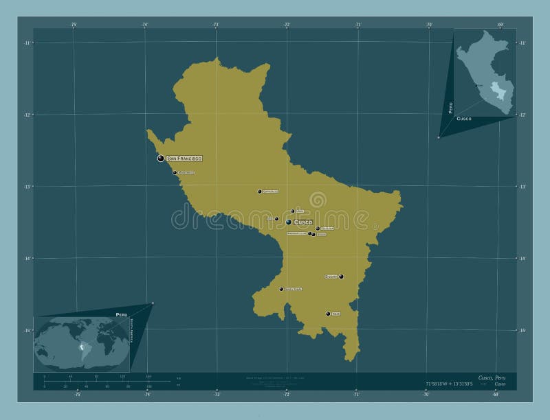 Cusco, Peru. Solid. Labelled Points of Cities Stock Illustration ...