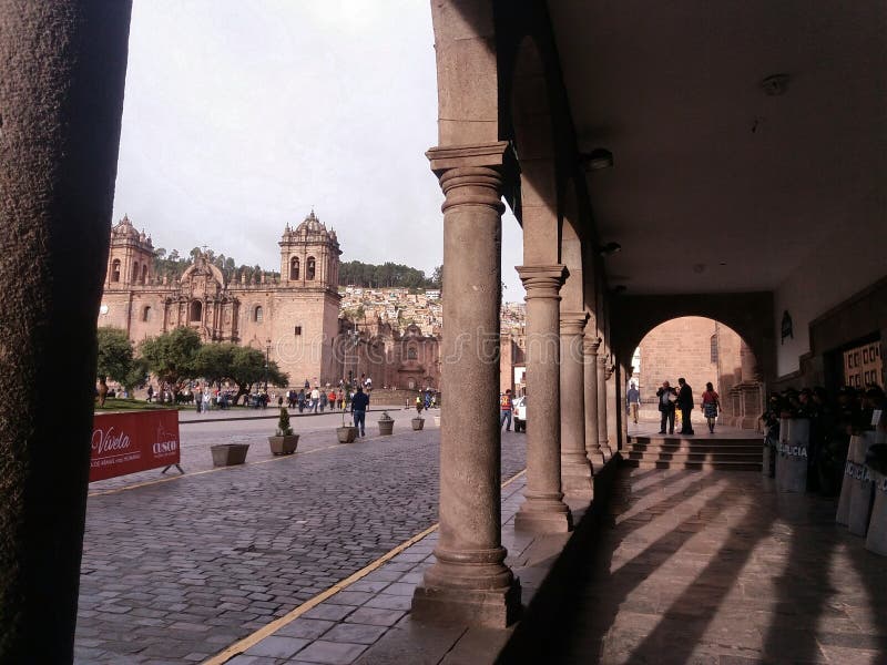 Cusco Square and Colonial Columns Editorial Photography - Image of ...