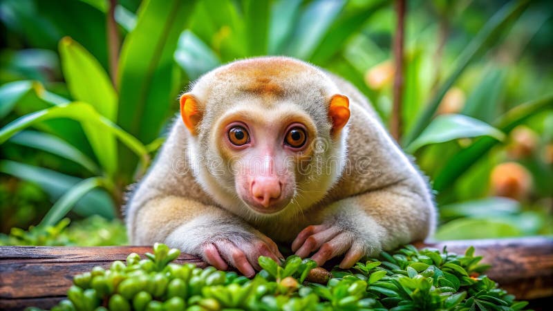 Cuscus monkey lies garden stock illustration. Illustration of macaque ...