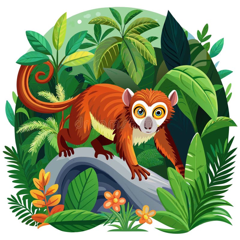 Cuscus Monkey Scary Goes Jungle Vector Stock Illustration ...