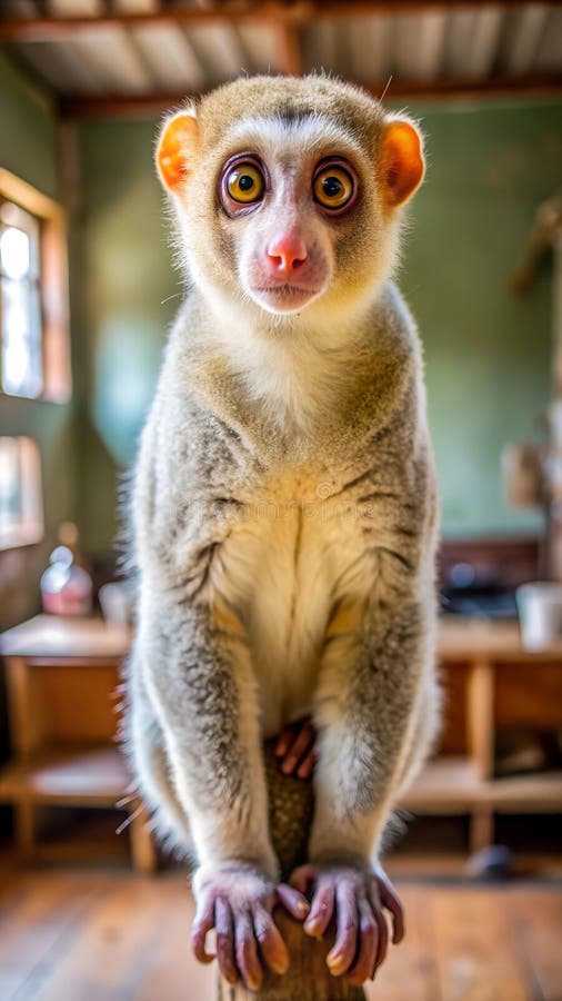 Cuscus monkey stands room stock illustration. Illustration of design ...