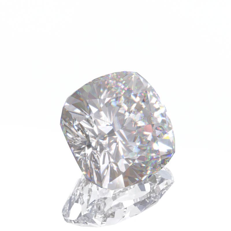 Cushion Square Diamond on White Background with Reflection Stock Photo ...