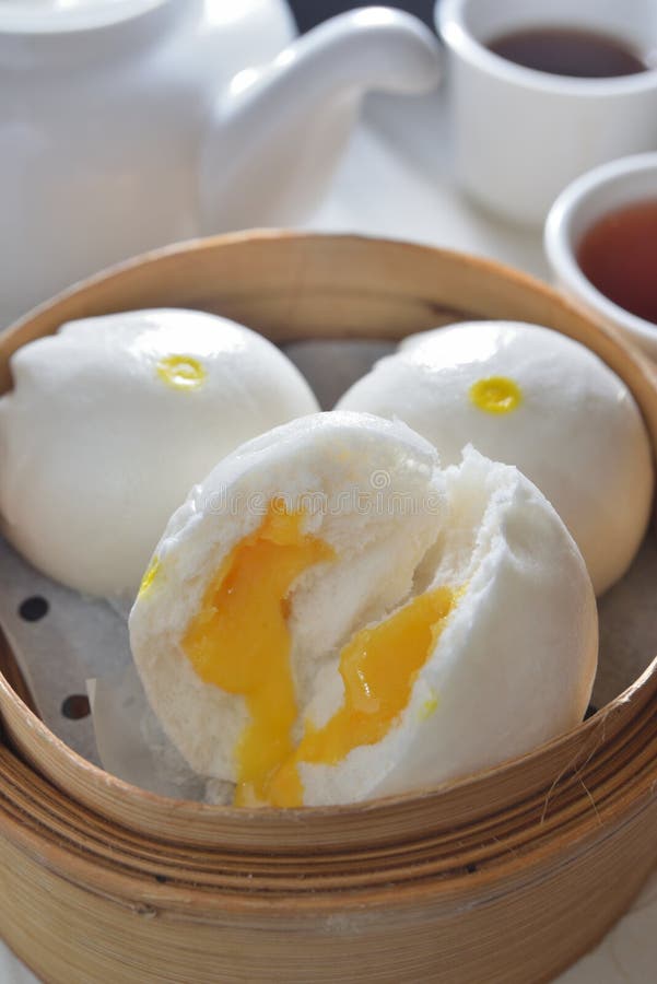 Custard bun lava egg yolk stock photo. Image of move - 129072420