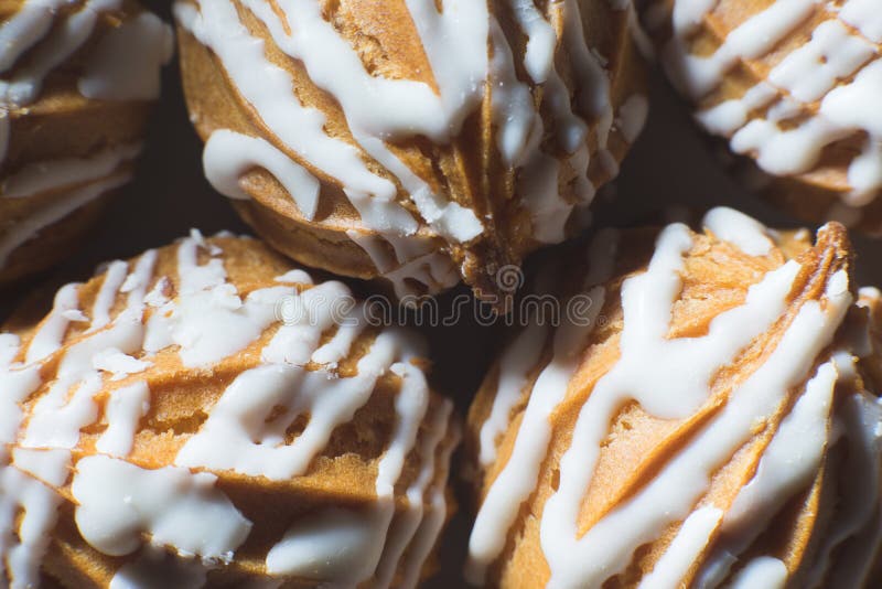 Custard Cookies with Icing for Tea Stock Image - Image of milk, morning ...