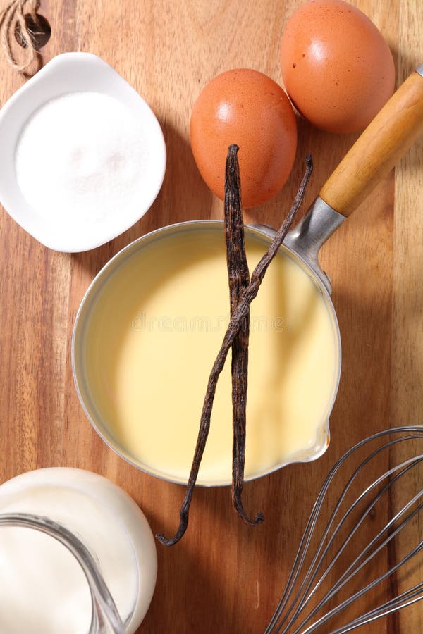 Custard cream in pan stock image. Image of creamy, ingredient - 108325465
