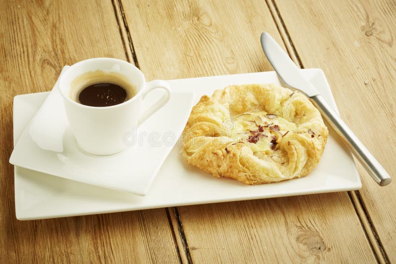 Custard Crown Pastry on White Dish Stock Photo - Image of table ...