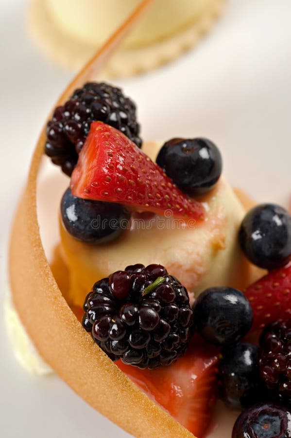 Custard Dessert with Fresh Fruit Stock Photo - Image of flan ...