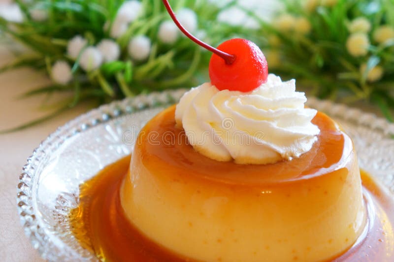Custard Pudding (Flan) stock photo. Image of plate, pudding - 46023206
