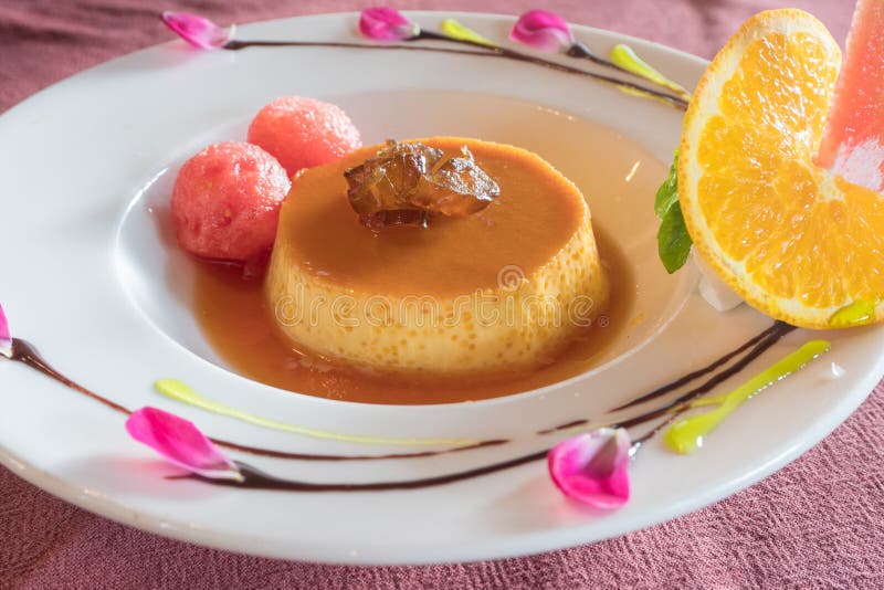 Custard Pudding Plates Decorated Beautifully Stock Image - Image of ...