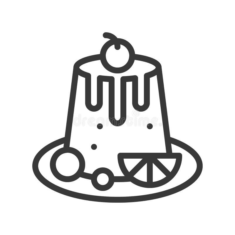 Custard Pudding with Strawberry. Hand Draw Sketch Vector. Dessert Stock ...