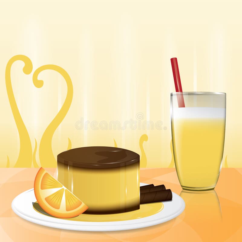 Custard Pudding with Strawberry. Hand Draw Sketch Vector. Dessert Stock ...