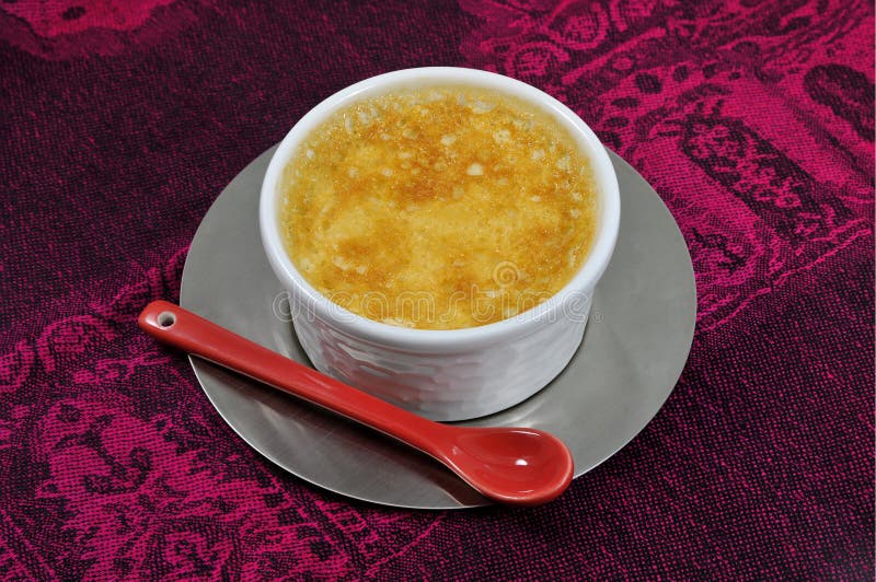 Custard with a Red Ceramic Spoon Stock Image - Image of custard, home ...