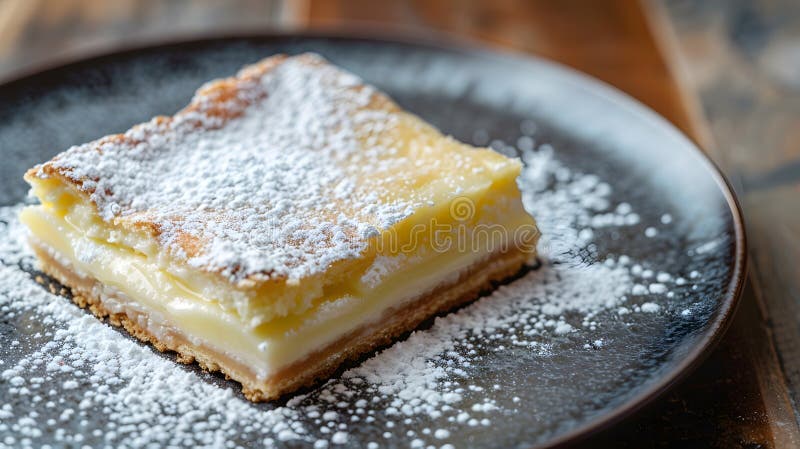 Custard Slice Cream Slices with Powdered Sugar on Top Stock ...
