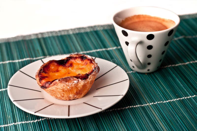 Custard tart and a coffee stock photo. Image of drink - 23617326