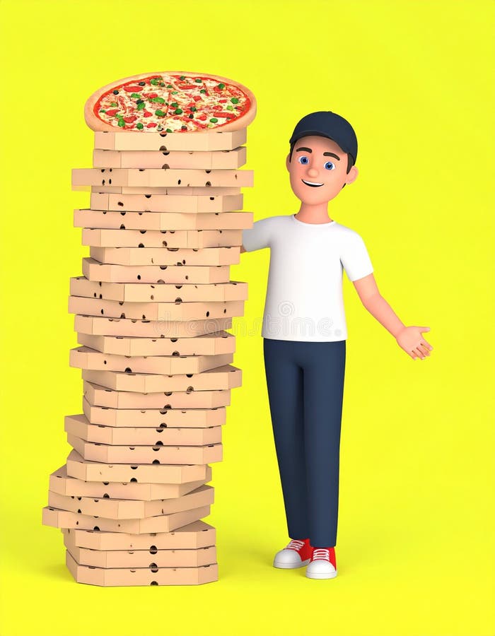 Pizza Delivery Guy with Pizza S Cartoon Stock Illustration ...