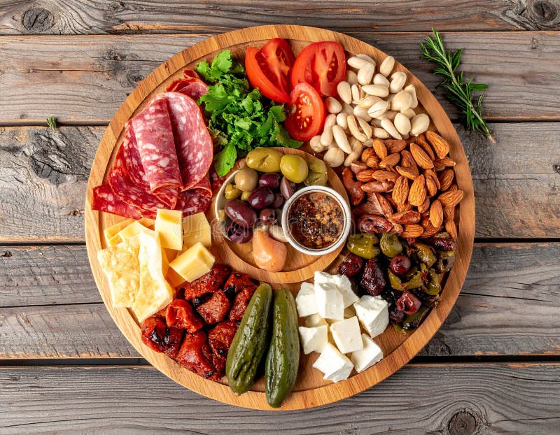 Turkish Meze Platter Top View Rustic Table Natural Light Cultural ...