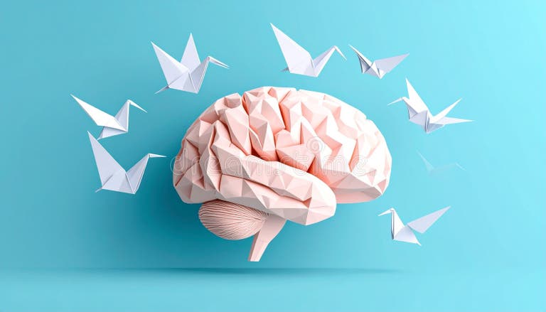 Origami Brain and Paper Cranes Symbolizing Creative Freedom. Ai ...