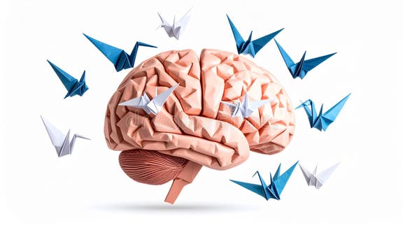 Origami Brain and Paper Cranes Symbolizing Creative Freedom. Ai ...