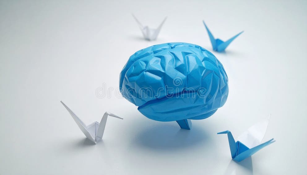 Origami Brain and Paper Cranes Symbolizing Creative Freedom. Ai ...