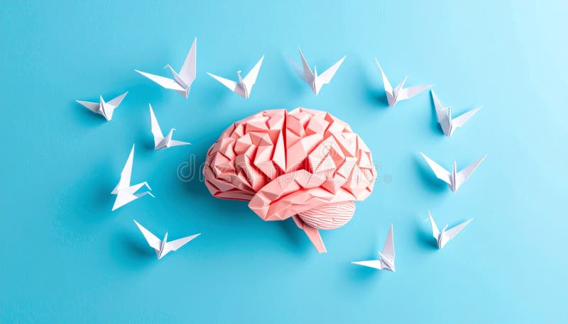 Origami Brain and Paper Cranes Symbolizing Creative Freedom. Ai ...