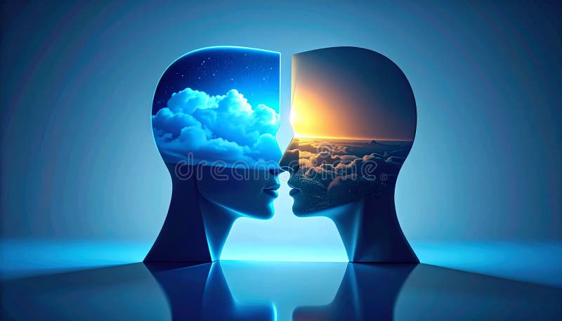 Surreal Dual Face with Sky and Sunset – Dream Vs Reality Concept Art ...