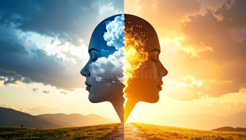 Surreal Dual Face with Sky and Sunset – Dream Vs Reality Concept Art ...