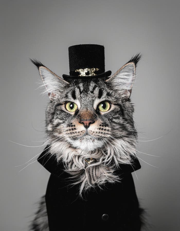 Maine Coon Cat with Clothing Cartoon Stock Illustration - Illustration ...