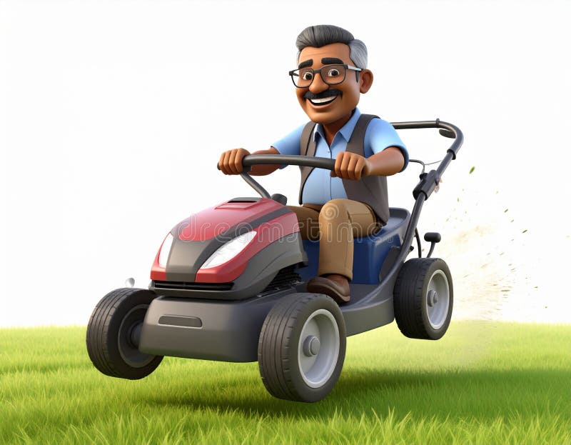 Man on a Lawn Mower Cartoon Stock Image - Image of gardening, cartoon ...