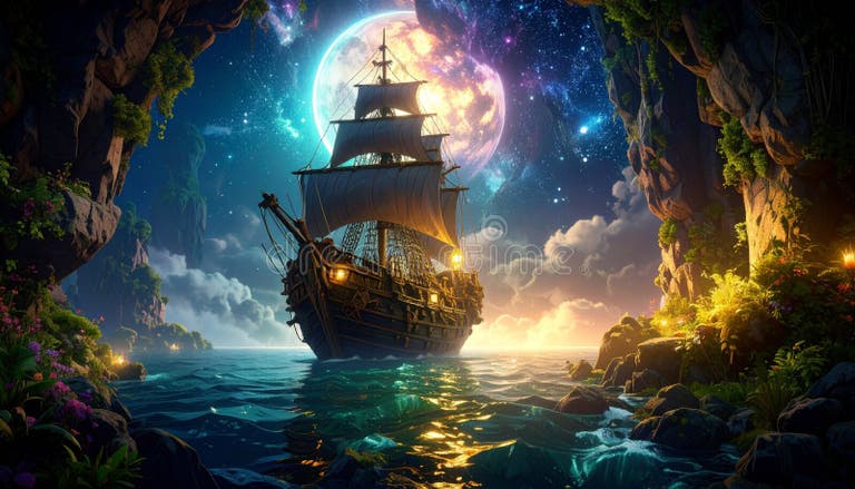 Drifting Beyond Time stock illustration. Illustration of enchanted ...