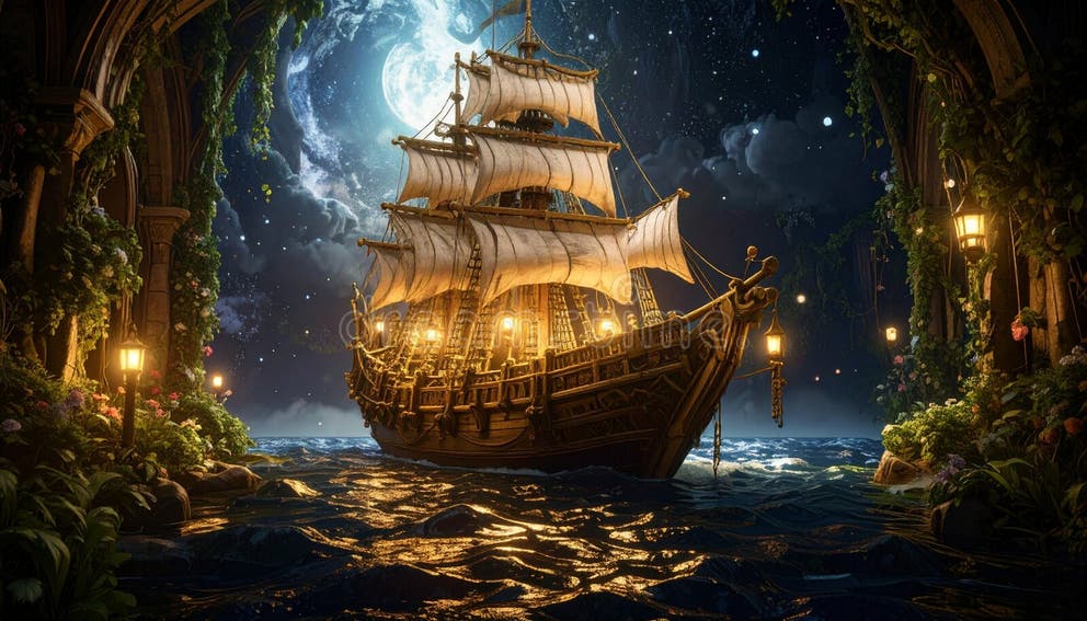 Drifting Beyond Time stock illustration. Illustration of enchanted ...