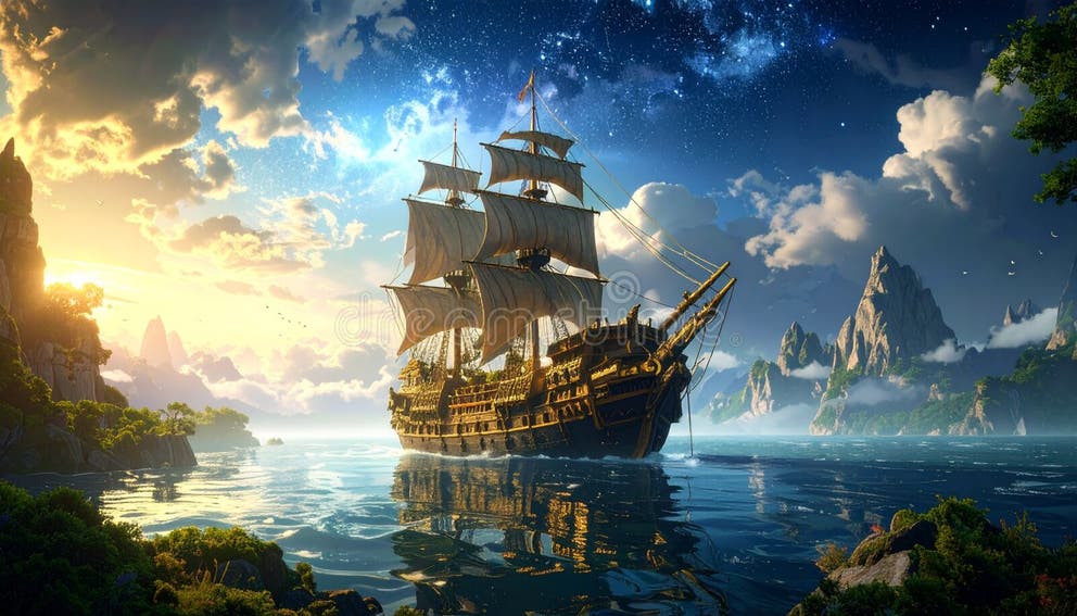 Drifting Beyond Time stock illustration. Illustration of enchanted ...