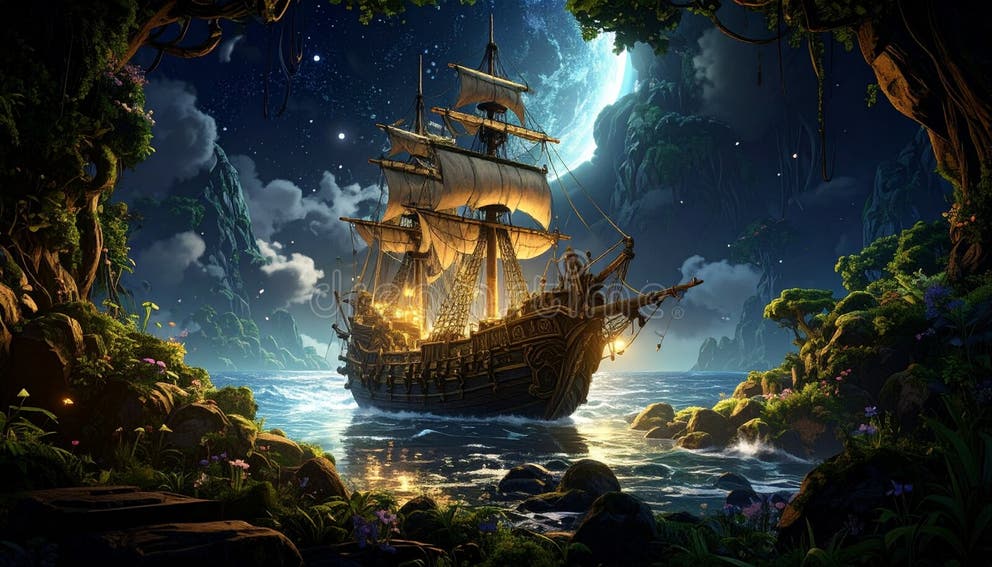 Drifting Beyond Time stock illustration. Illustration of ocean - 381362470