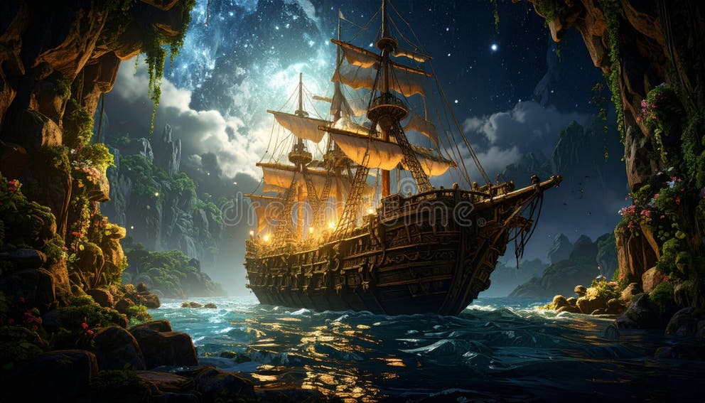 Drifting Beyond Time stock illustration. Illustration of sailing ...