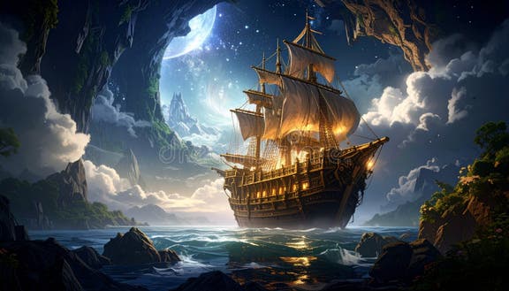 Drifting Beyond Time stock illustration. Illustration of realms - 381362540