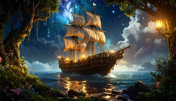 Drifting Beyond Time stock illustration. Illustration of magical ...