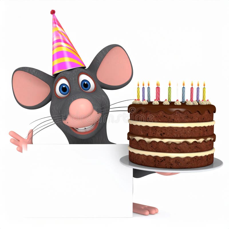 Mouse Birthday Party Card Cartoon Stock Illustration - Illustration of ...