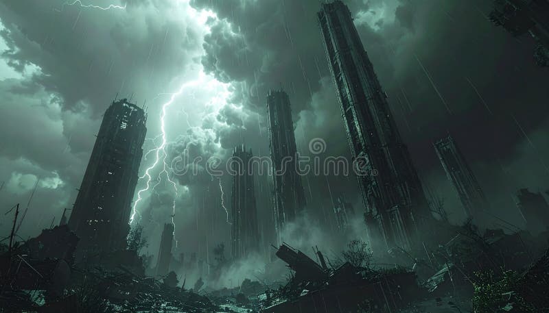 Dark Clouds Over a Dying World Stock Illustration - Illustration of ...