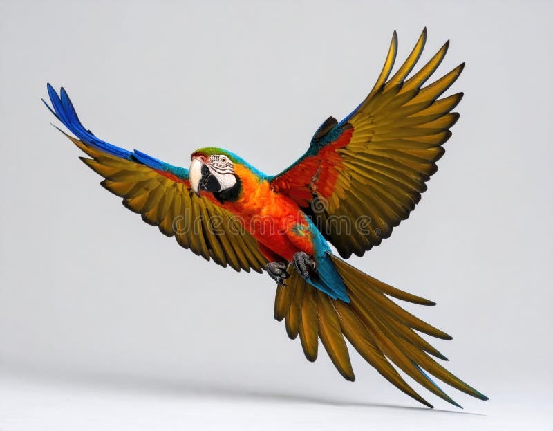 Colorful Flying Parrot Isolated on White Background Stock Illustration ...